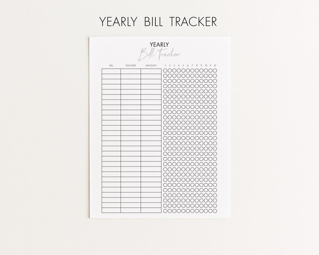 Bill Tracker Printable: Letter Size Yearly Budget Planner (PDF Download ...