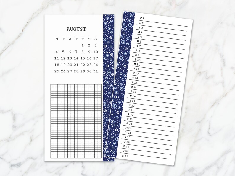 Editable Monthly Planner Printable: Navy Blue, Skinny Mini & Classic ...