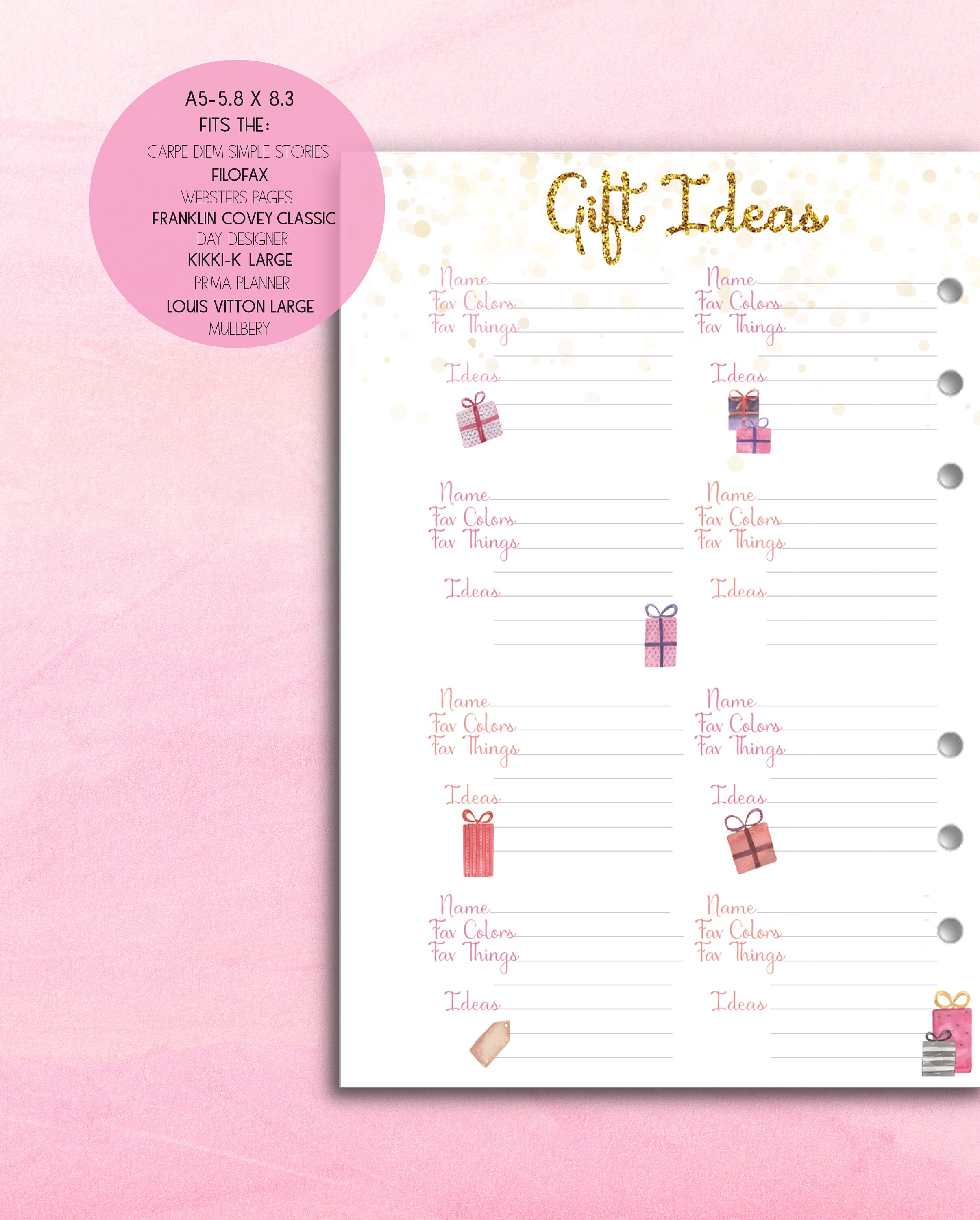A5 Planner Printables Gift Ideas List for A5 Planners - Etsy
