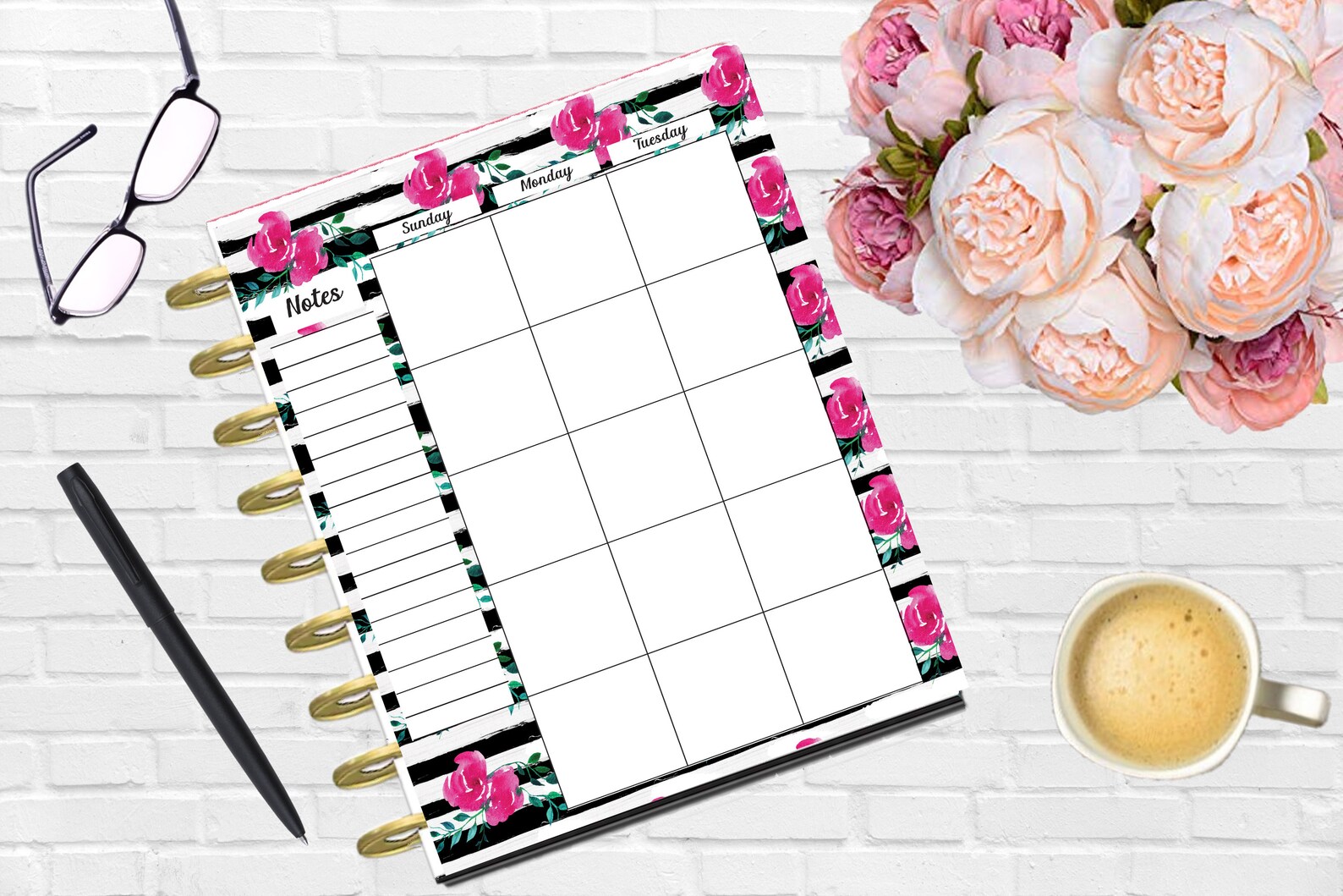 Monthly Calendar for the HAPPY PLANNER Classic Floral Colorful ...