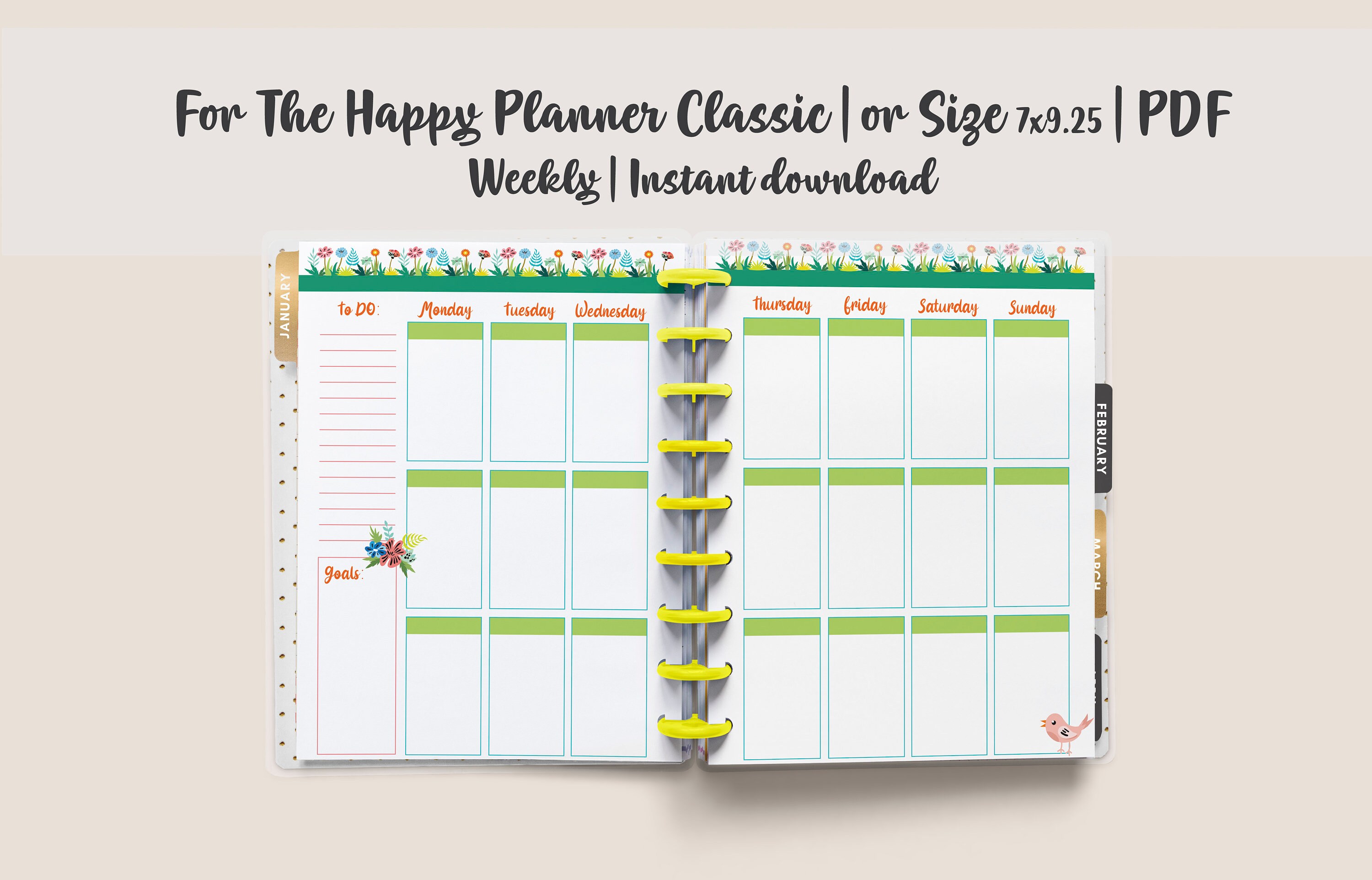Weekly Planner Printables for the Happy Planner Classic Undated Planner ...