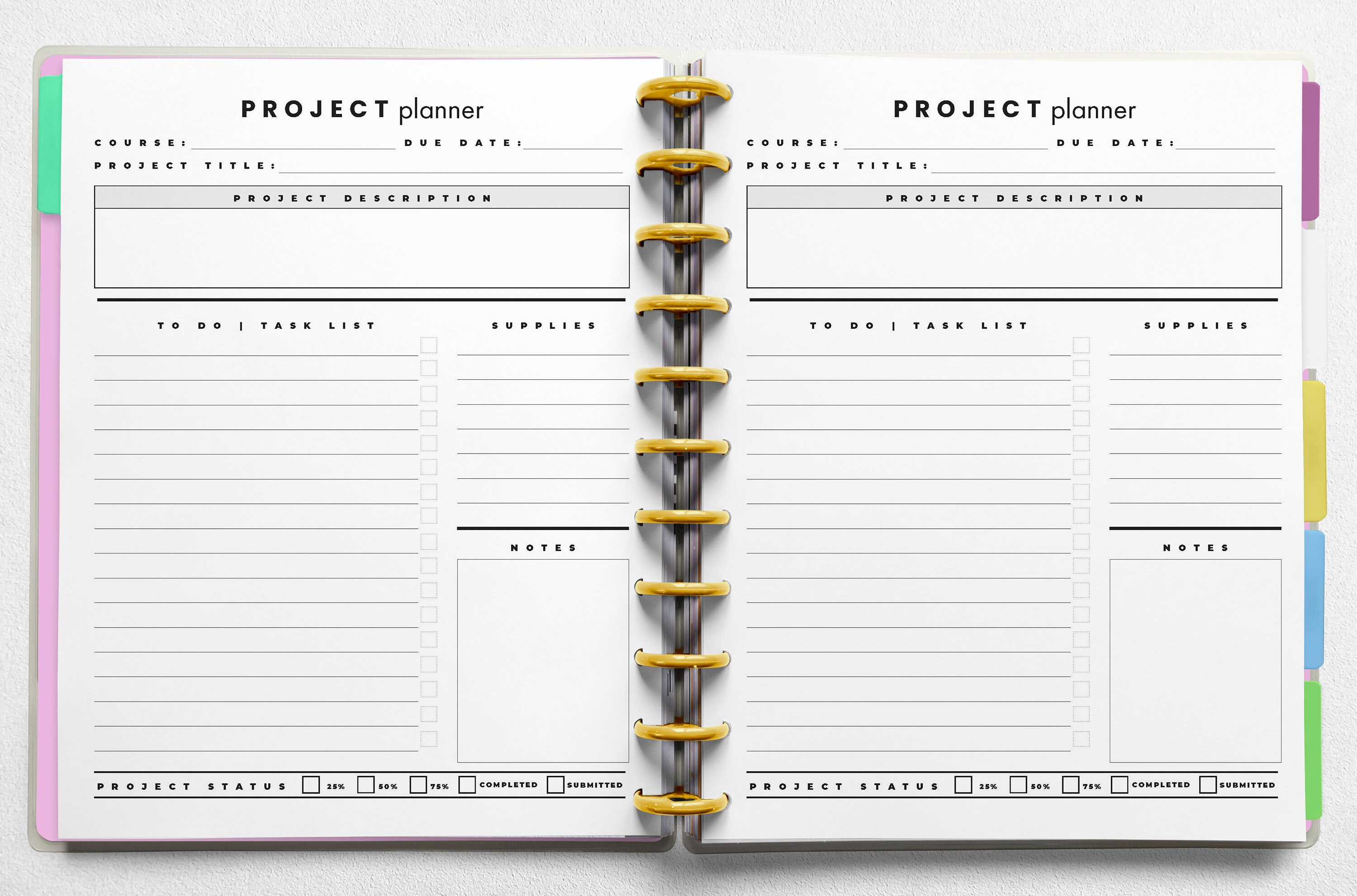 Printable Undated Student Planner Binder, Standard Letter Size, Big ...