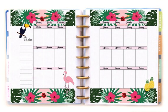 Tropical Colorful Weekly PLANNER PRINTABLES Inserts for the | Etsy