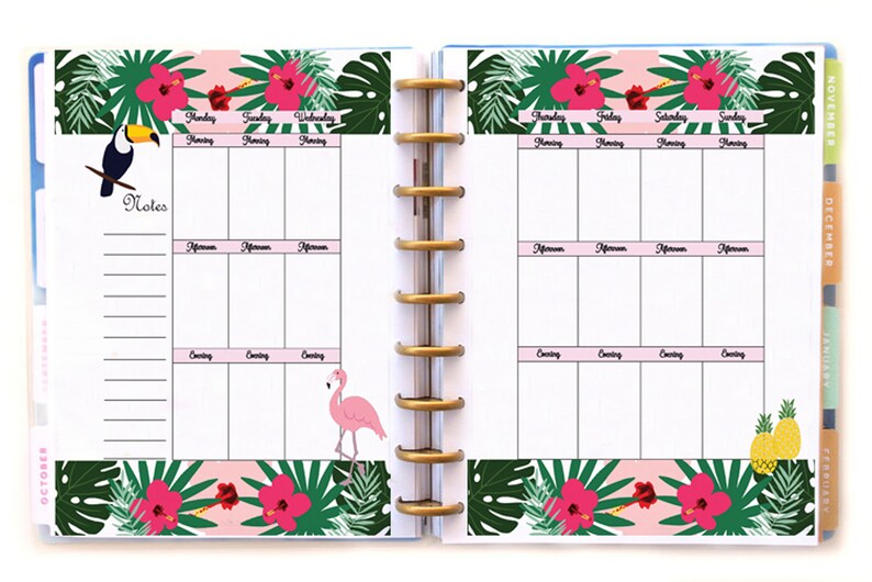 Tropical Colorful Weekly PLANNER PRINTABLES Inserts for the Happy ...