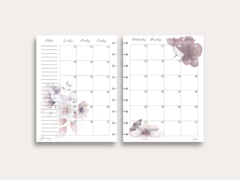 Happy Planner Classic Printable Bundle: Floral Daily, Weekly, Monthly ...