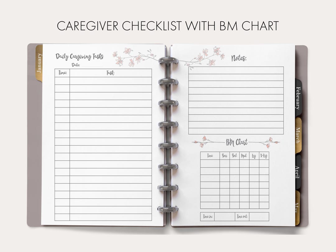 Caregiver Checklist & BM Chart Printable: Home Health Care Daily Log - Etsy