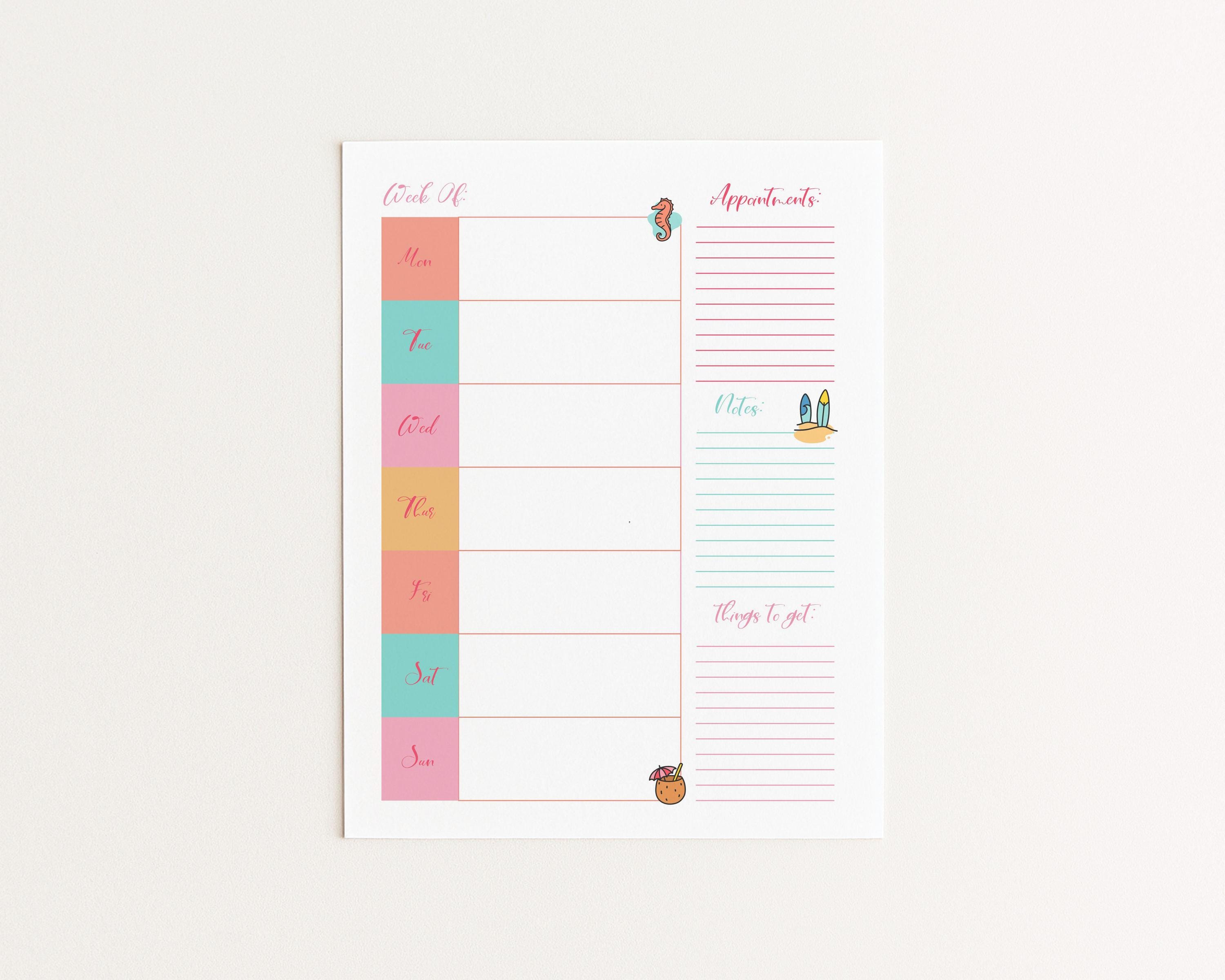 Weekly Planner Printable: Colorful, Nautical, Week on 1 Page, To-do ...