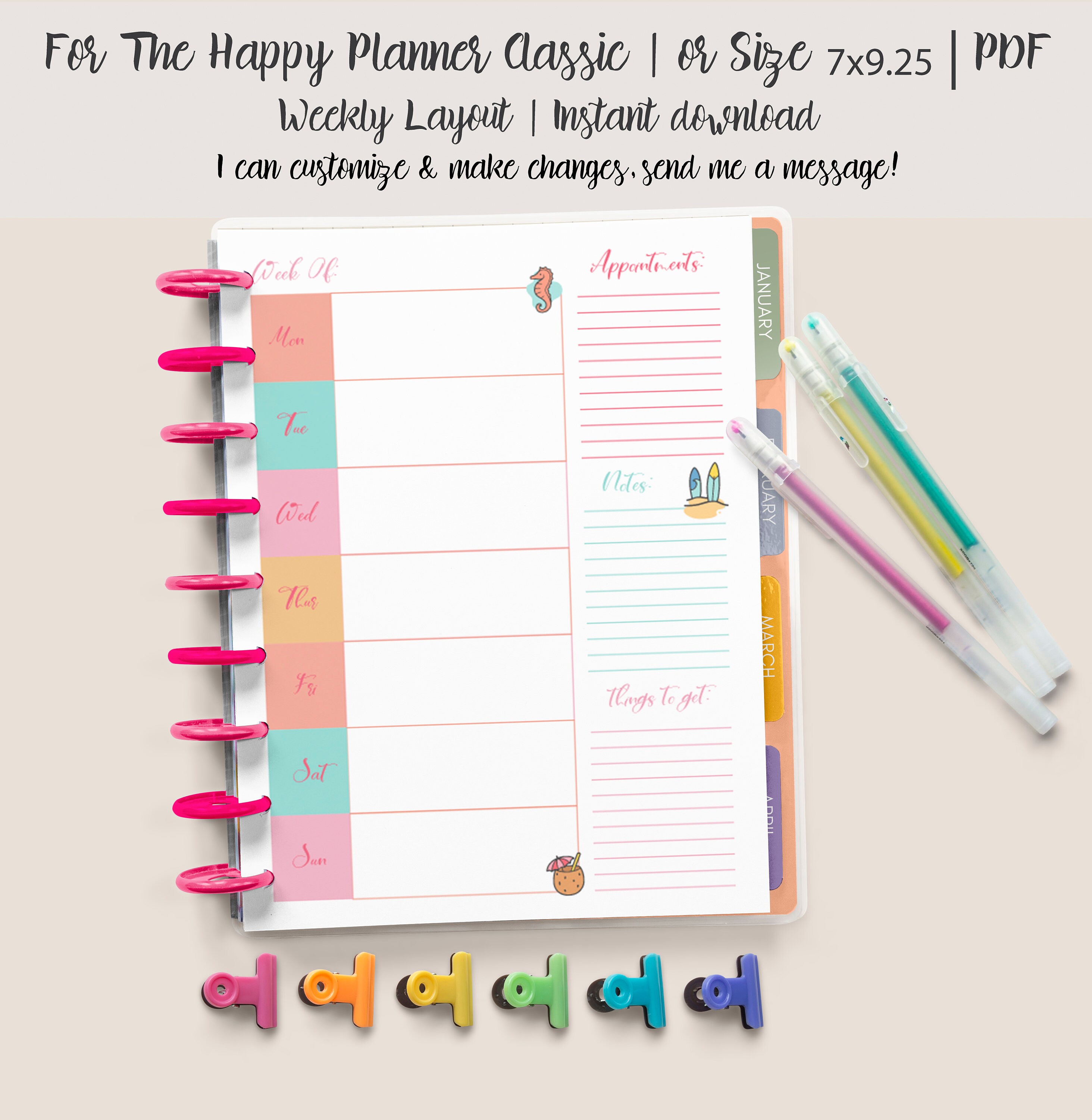 Planner Printables for the Happy Planner Classic Nautical Undated ...