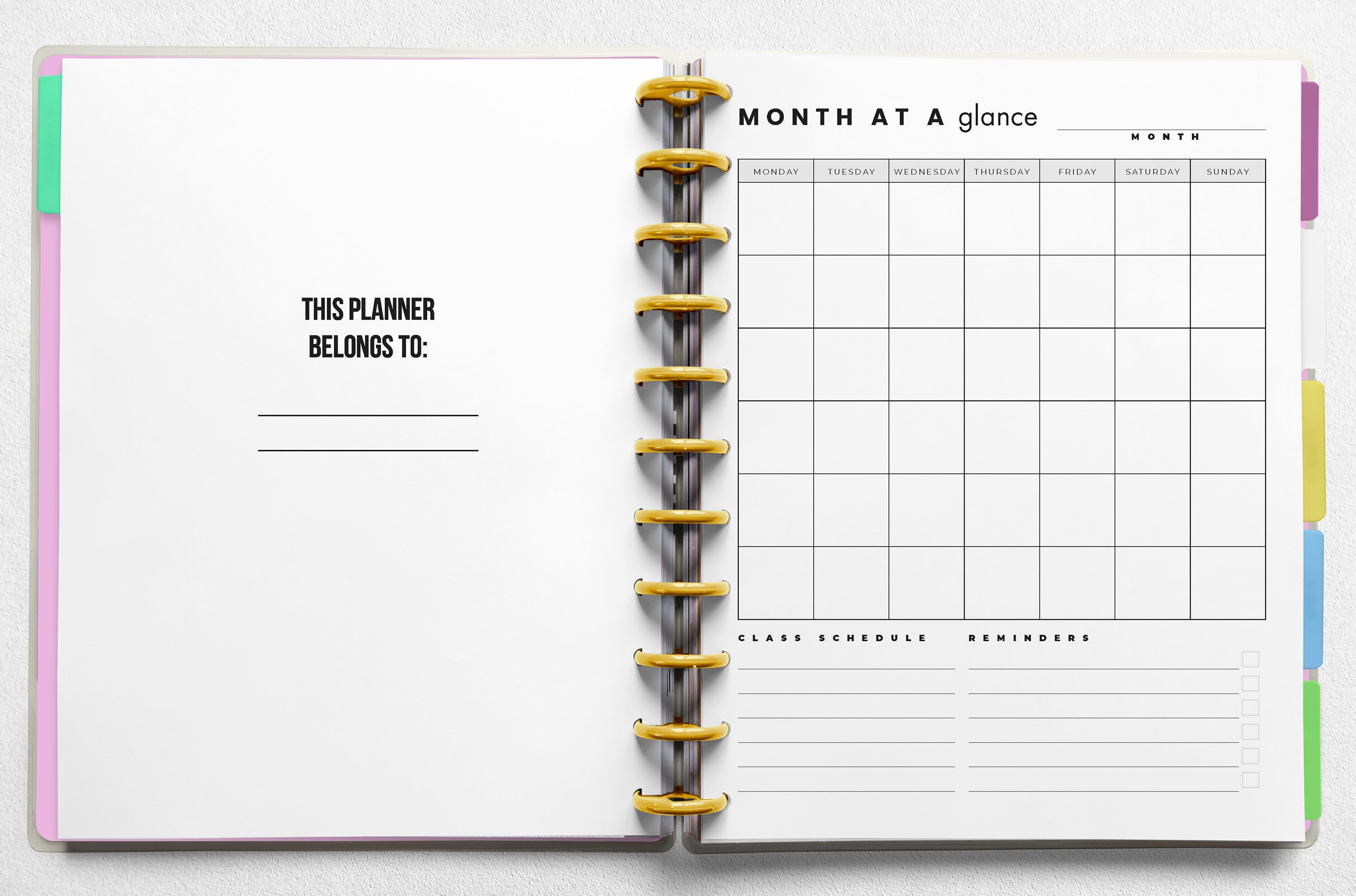 Printable Undated Student Planner Binder, Standard Letter Size, Big ...