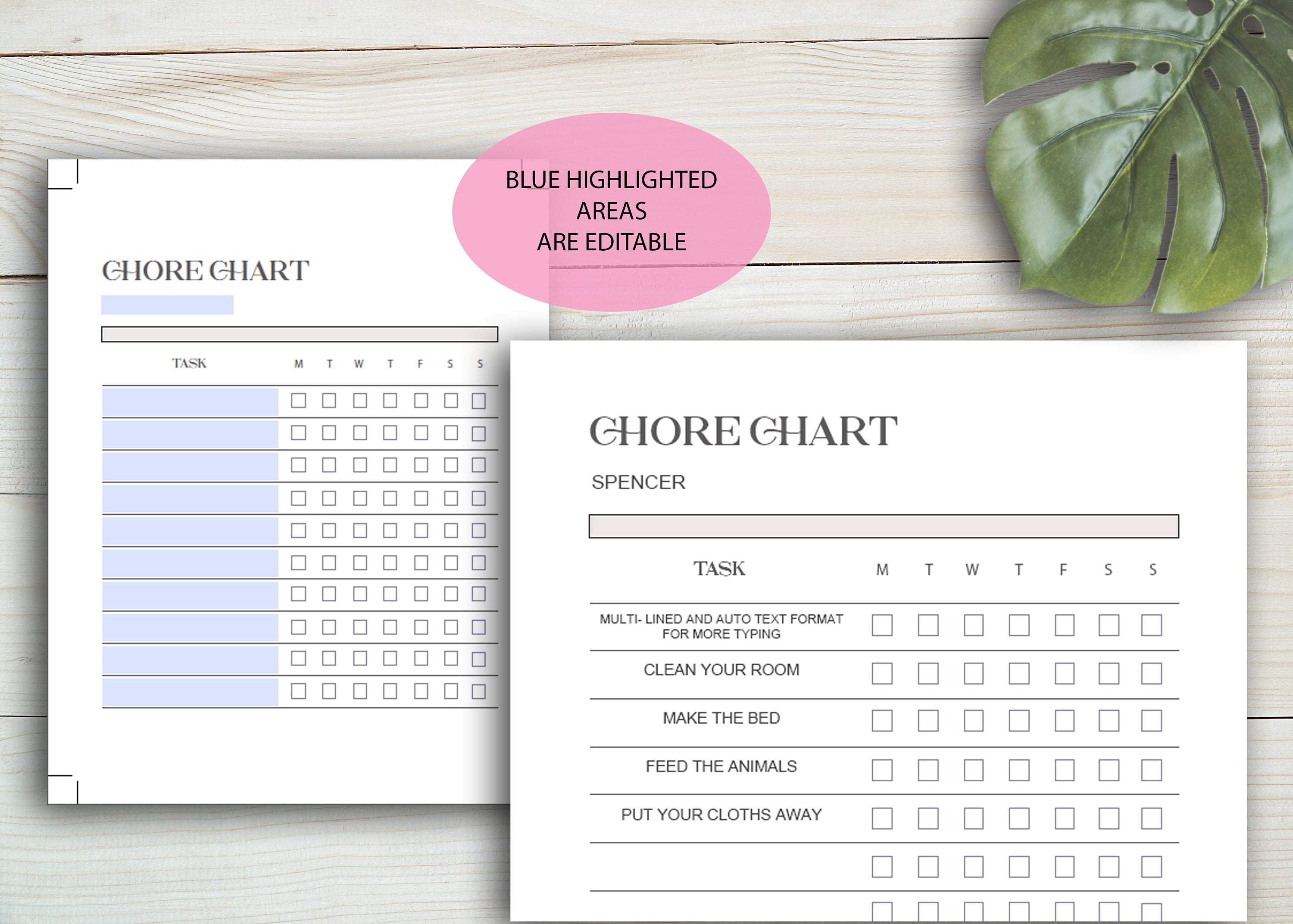 EDITABLE Chore Chart Responsibilities Chart for the Happy - Etsy