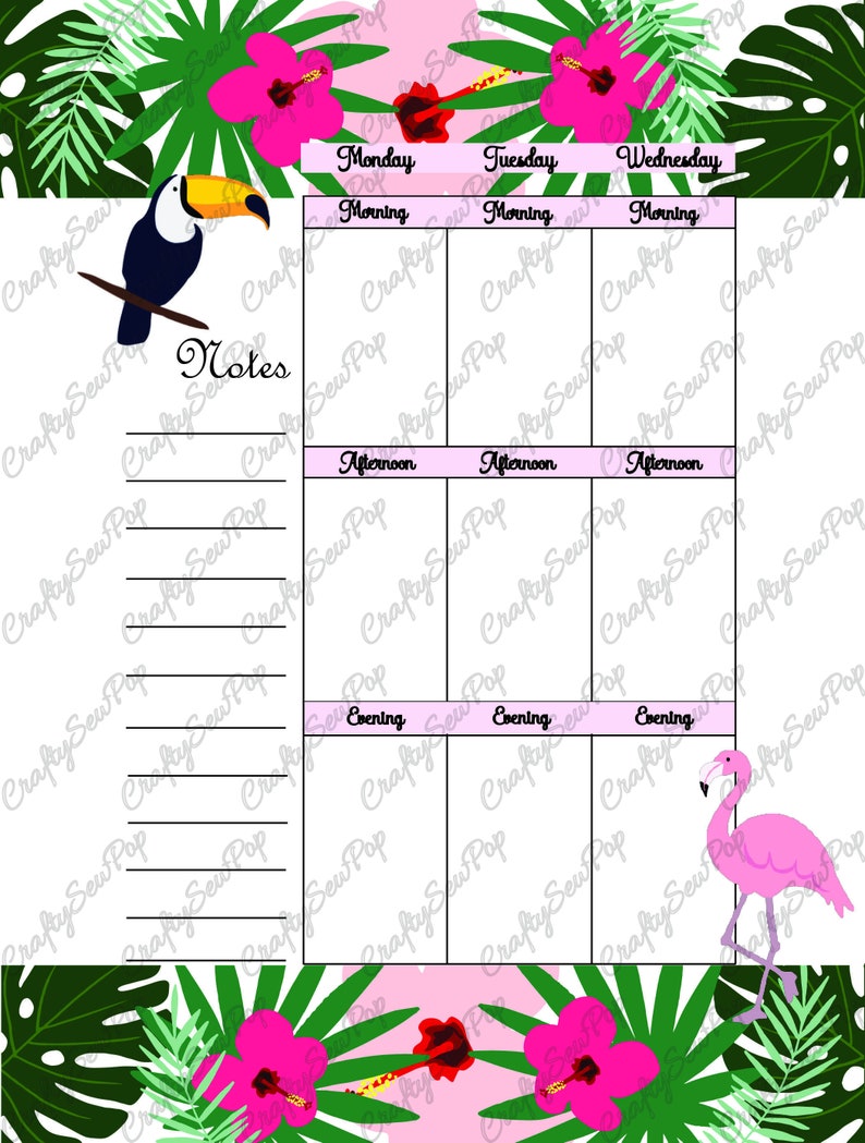 Tropical Colorful Weekly PLANNER PRINTABLES Inserts for the Happy ...