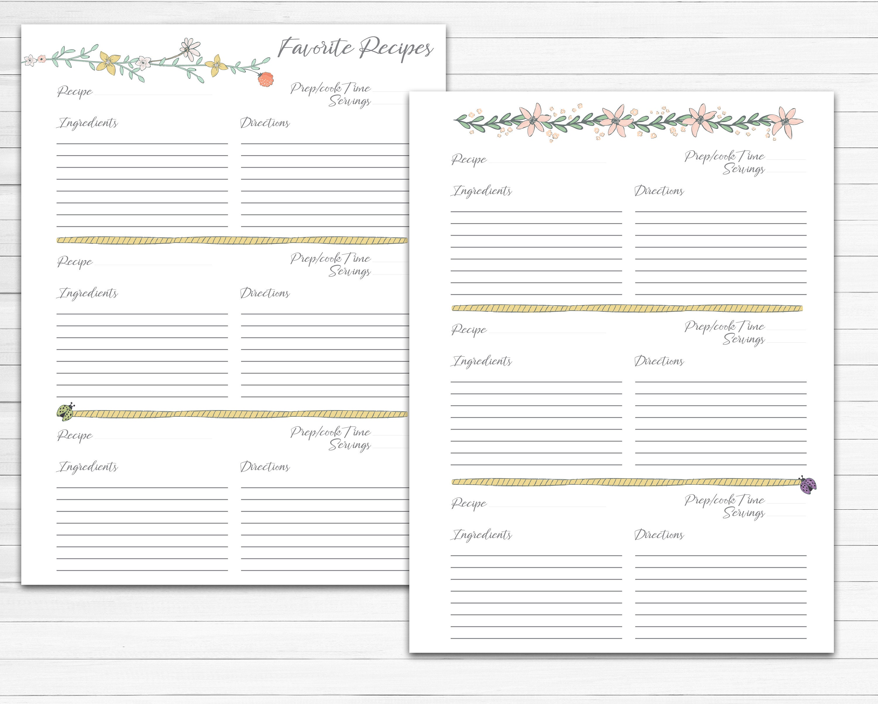Planner Printables | Recipes Inserts | for the Happy Planner Classic ...