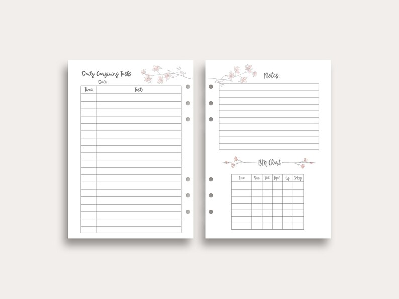 Caregiver Checklist & BM Chart Printable: Home Health Care Daily Log - Etsy