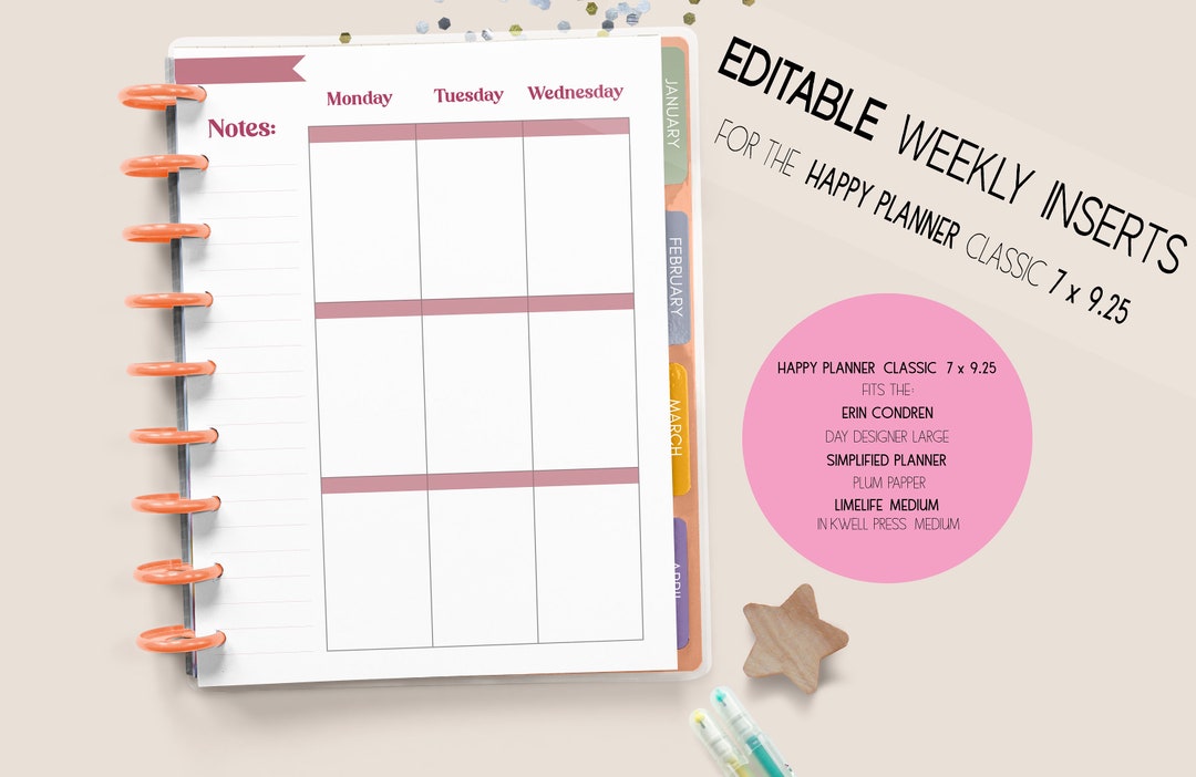 Editable Planner Printables - for the Happy Planner Classic - Undated ...