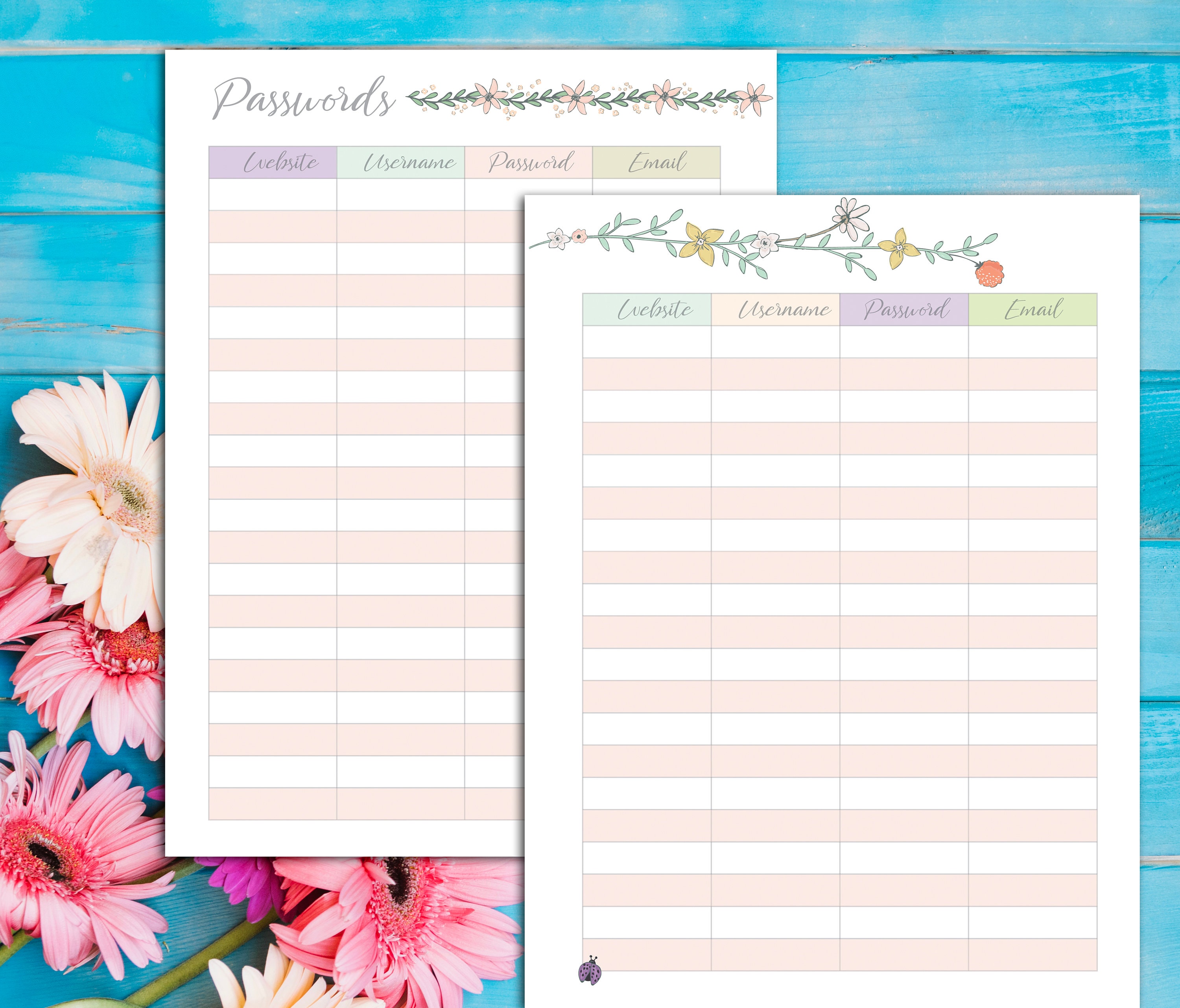 Planner Printables Passwords Log Inserts for the Happy - Etsy