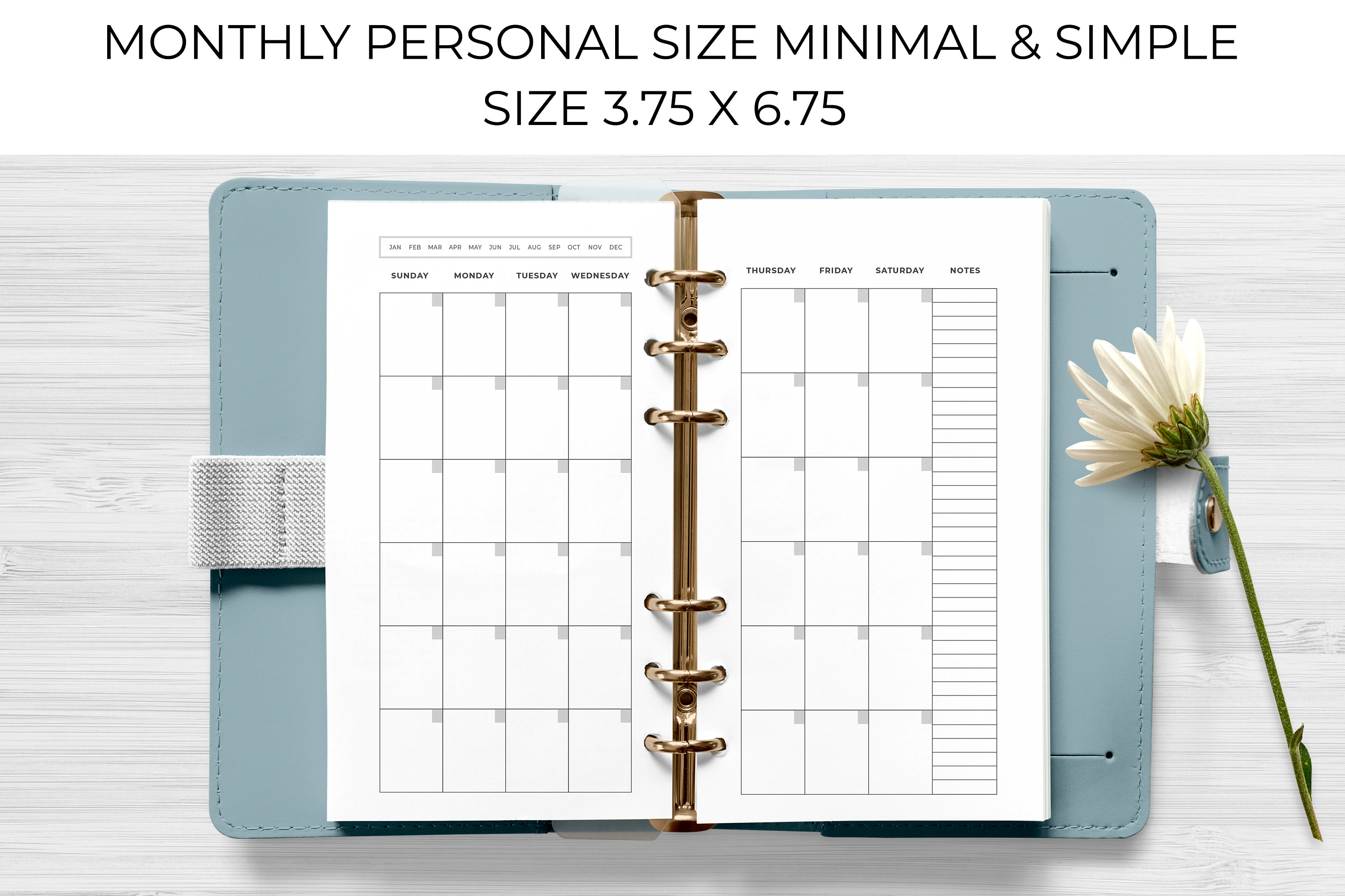 Monthly Planner Printable Personal Size Minimal - Etsy