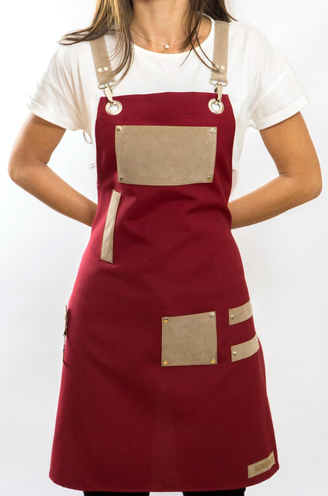 Red Duty Design Apron W/ Straps and Pockets Baristas-hairdresser ...
