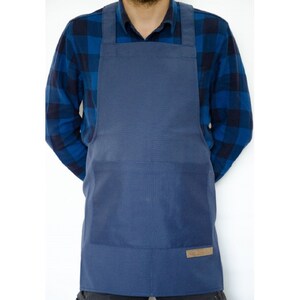Blue Basic Apron, Big 2 Pockets - Etsy