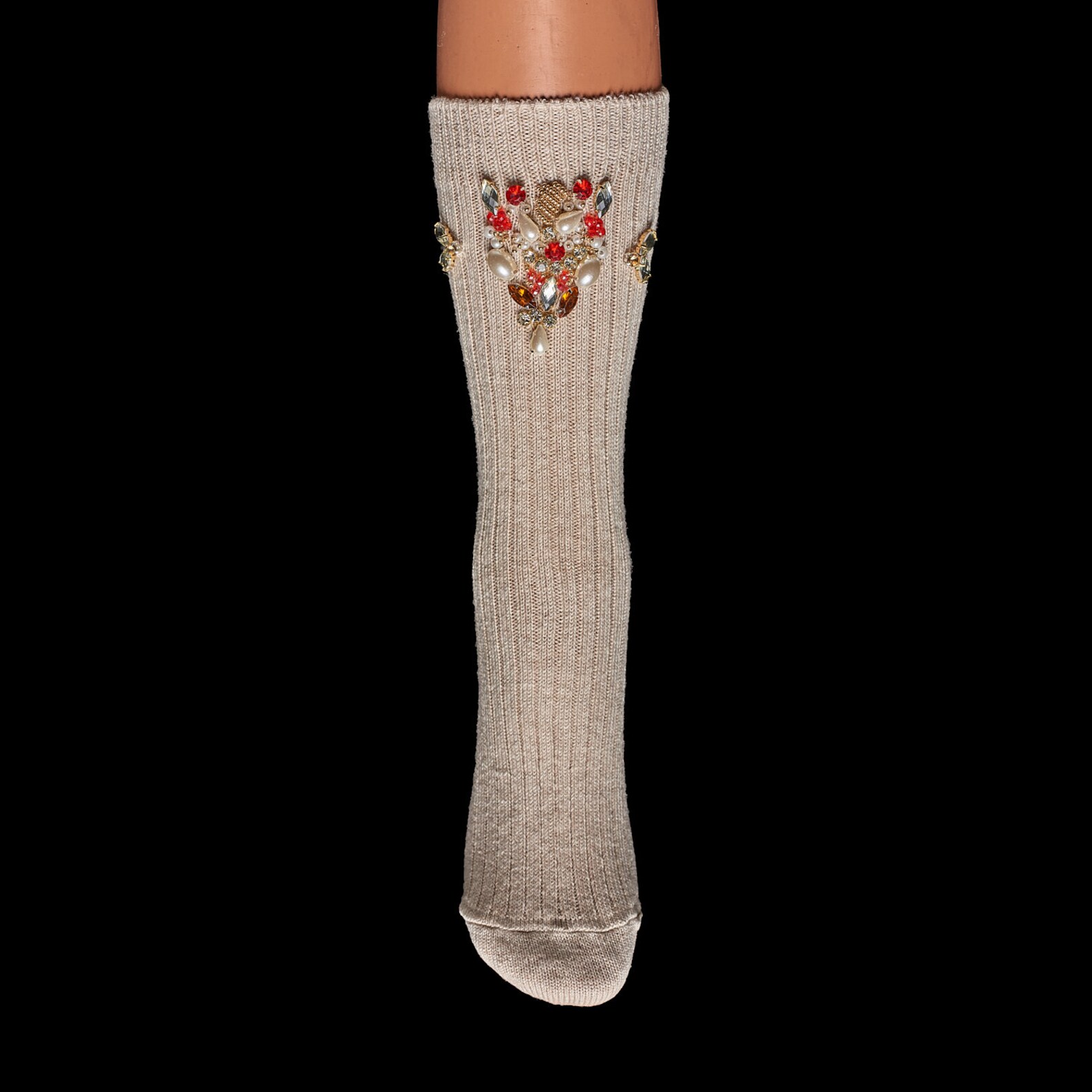 Unique Beaded Hand Embroidery Hosiery Fine Wool Elastic - Etsy