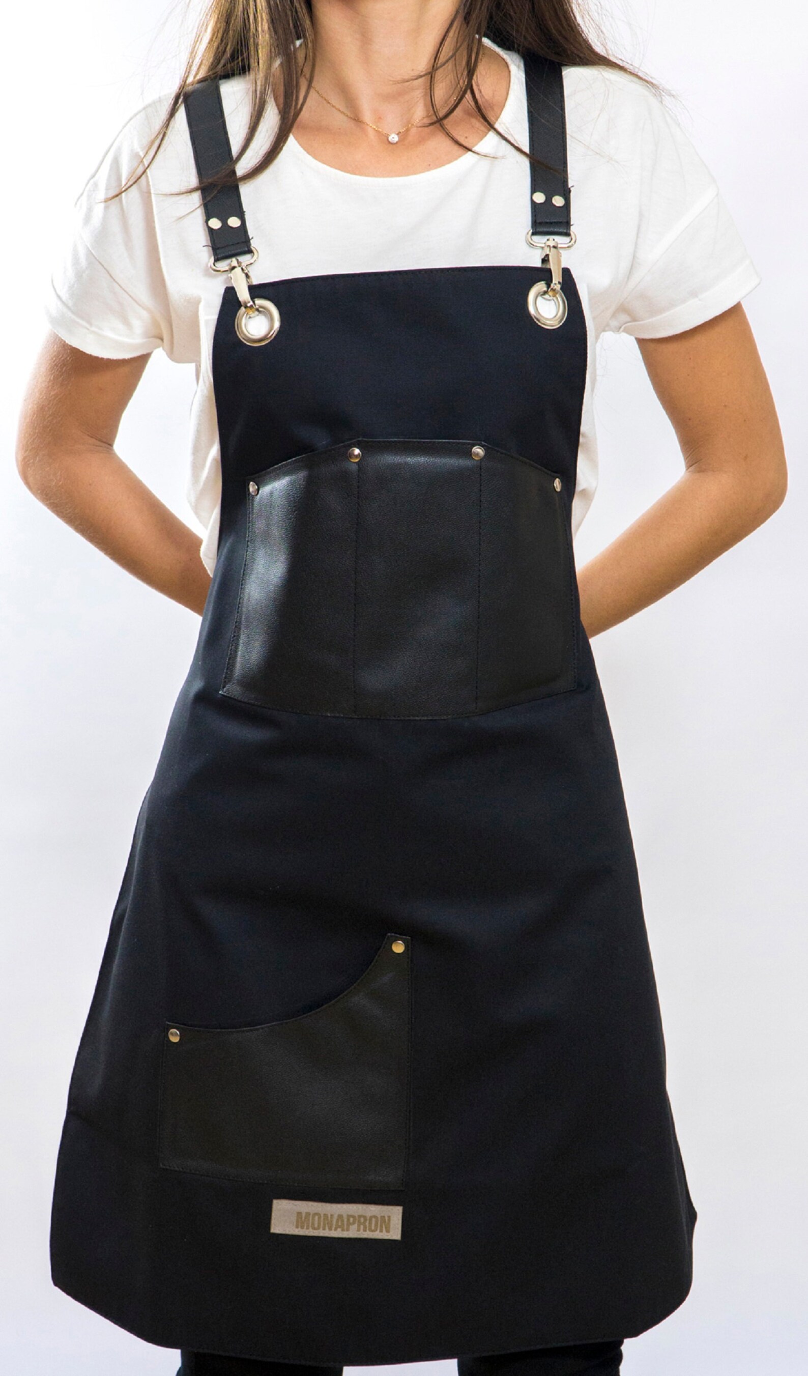 Extra Pocket Design Apron W/ Straps Barista-hairdresser-barbers ...