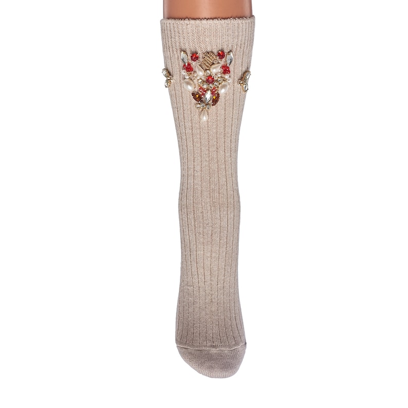 Unique Beaded Hand Embroidery Hosiery Fine Wool Elastic - Etsy