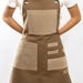 Beige Brown Apron With Suede Straps and Pockets - Monapron - Etsy