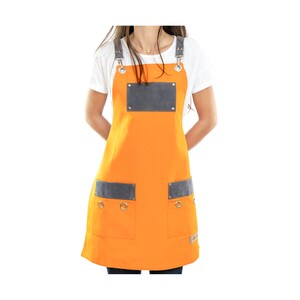 Orange Design Apron W/ Straps and Pockets Baristas-hairdresser-barbers ...