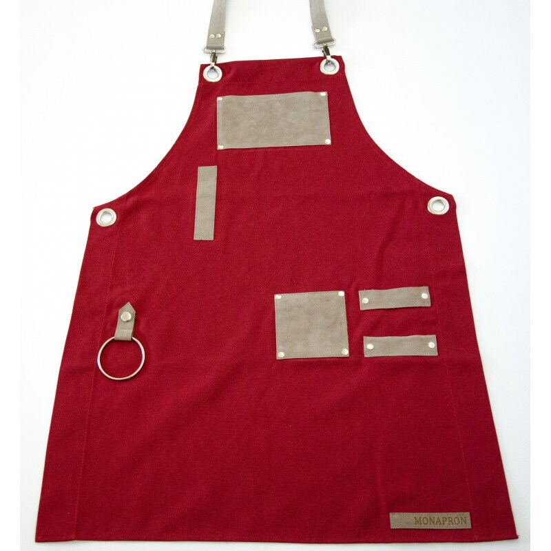 Red Duty Design Apron W/ Straps and Pockets - Etsy