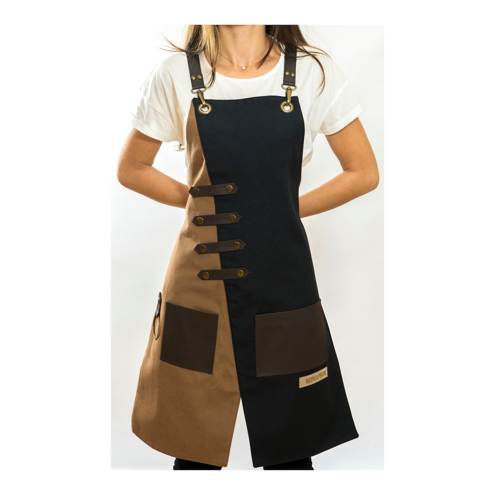 Black Brown Design Apron as Duo Color Baristas-hairdresser-barbers ...