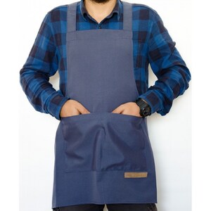 Blue Basic Apron, Big 2 Pockets - Etsy