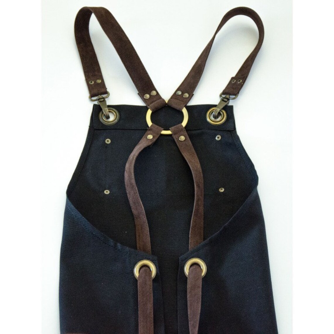 Black Duty Design Apron W/ Straps and Pockets - Etsy