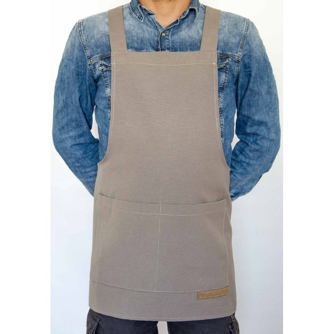 Basic Gray Apron, 2 Pockets for Chefs,grill Lovers,bartender,baristas ...