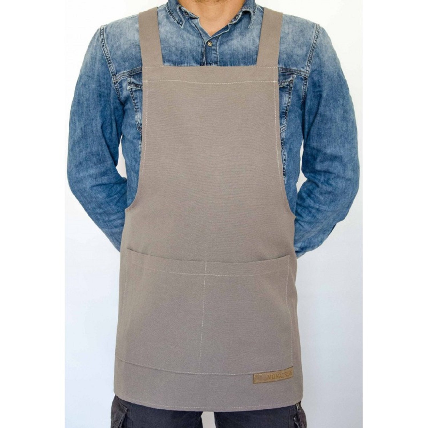 Basic Gray Apron 2 Pockets for Chefsgrill - Etsy