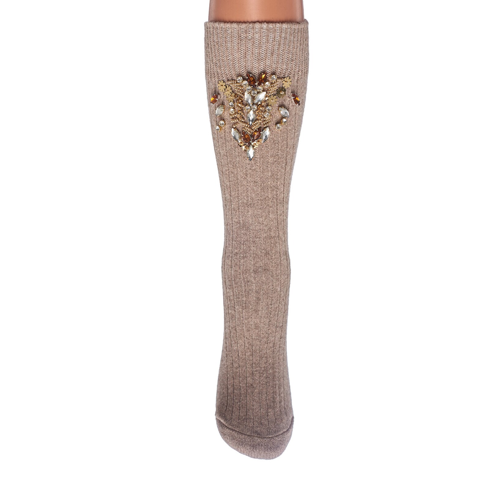 Unique Beaded Hand Embroidery Hosiery Fine Wool Elastic Knitting Sand ...