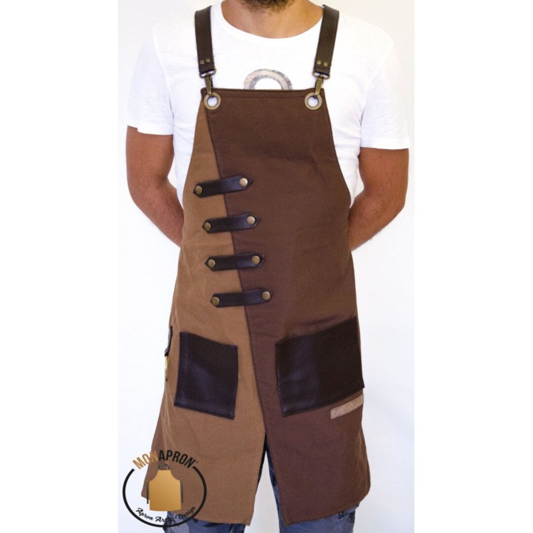Bib Apron for Men and Women With Leather Adjustable Straps Baristas ...