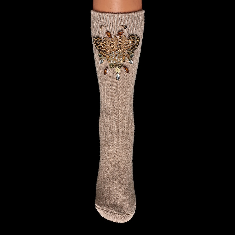 Unique Beaded Hand Embroidery Hosiery Fine Wool Elastic - Etsy