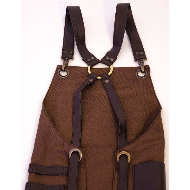 Heavy Duty Work Apron, Leather Pockets, Adjustable Straps - Etsy