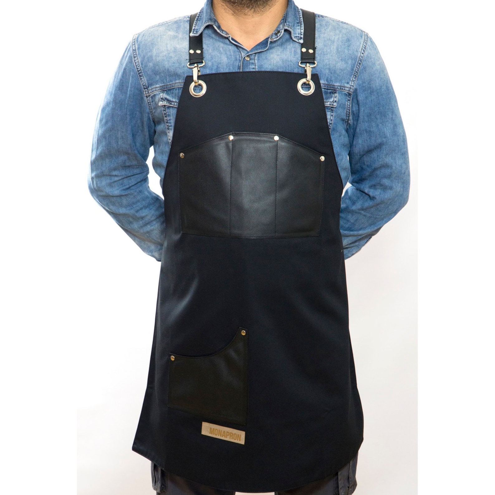Extra Pocket Design Apron W/ Straps Barista-hairdresser-barbers ...