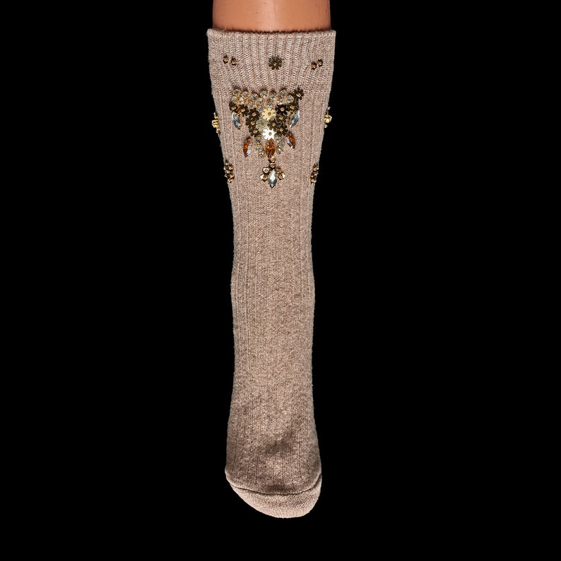 Unique Beaded Hand Embroidery Hosiery Fine Wool Elastic Knitting Sand ...