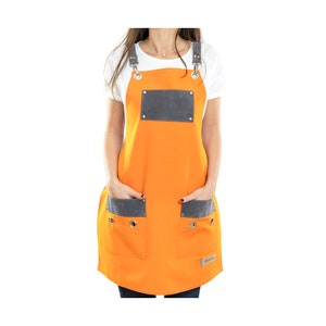 Orange Design Apron W/ Straps and Pockets Baristas-hairdresser-barbers ...