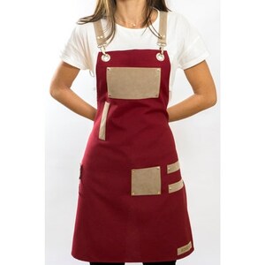 Red Duty Design Apron W/ Straps and Pockets Baristas-hairdresser ...