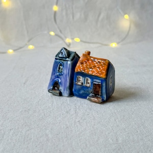 Little Houses, Set of Two Ceramic Houses, Tiny House, Planter Decor ...