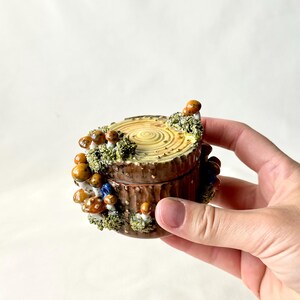 Tree Stump Box, Tree Stump With Mushrooms, Ceramic Jewerly Box, Ring ...