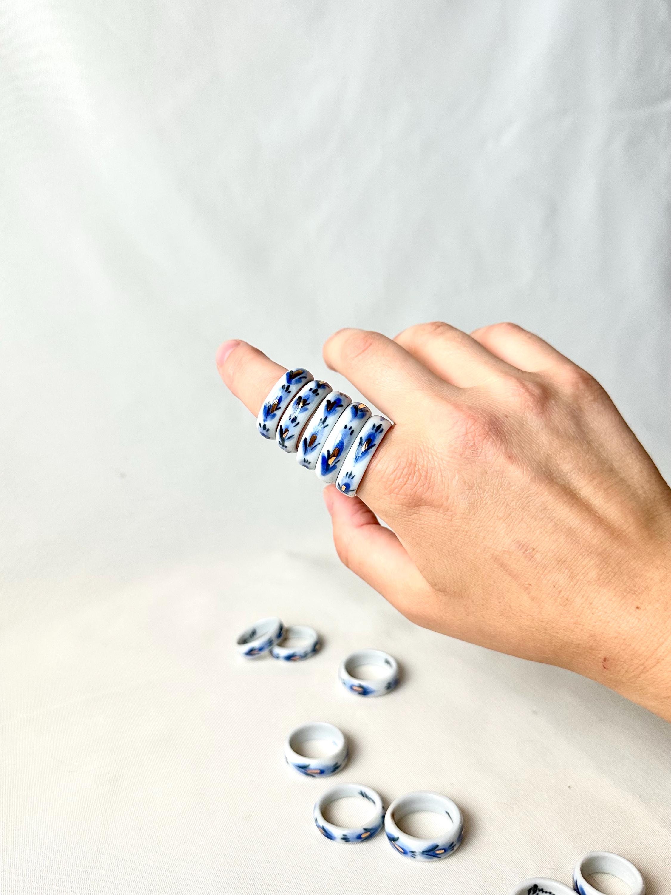 Floral Ring, Porcelain Ring, Ceramic Jewelry, Handmade Ceramic Ring ...