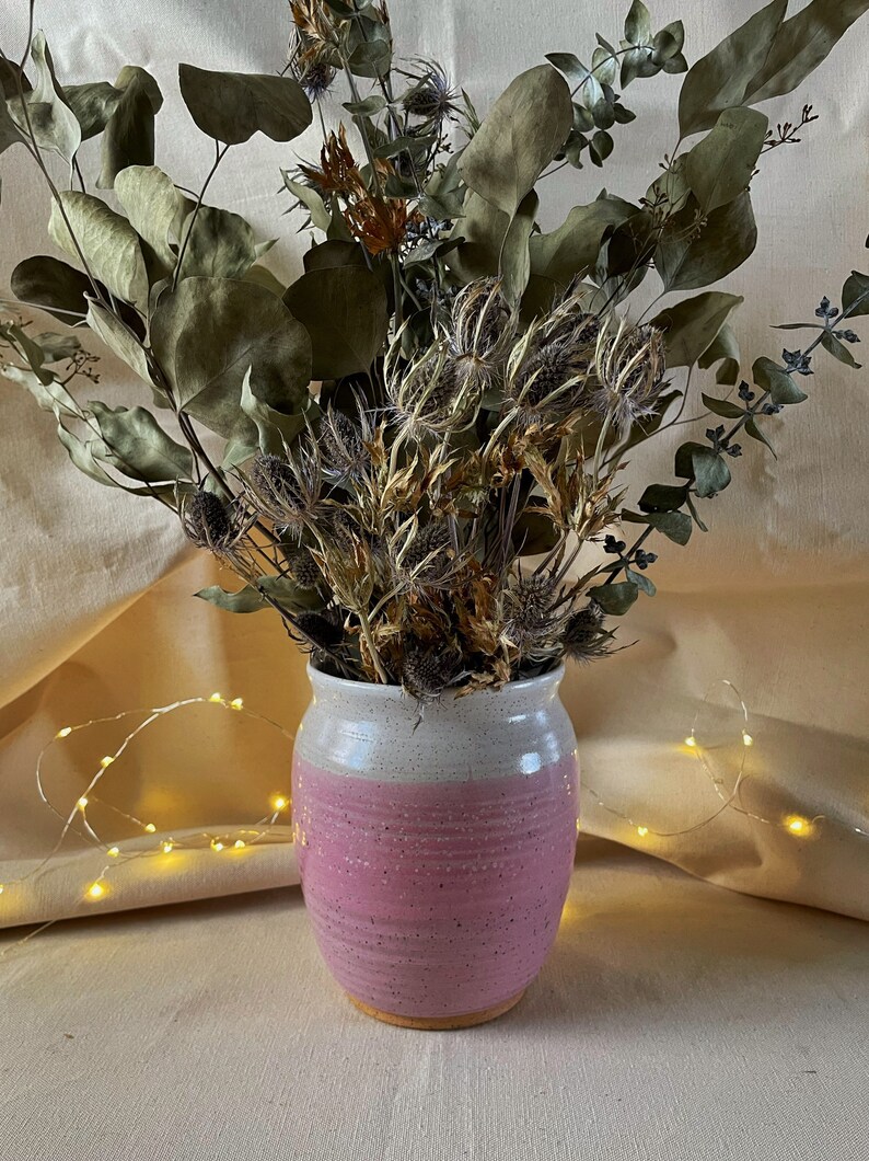 Pink Ribbed Vase Ceramic Vase Blue Vase Country House Vase - Etsy