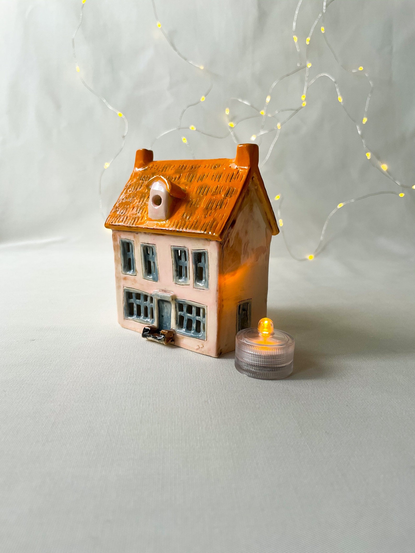 Little House Lantern Ceramic House Miniature House English - Etsy