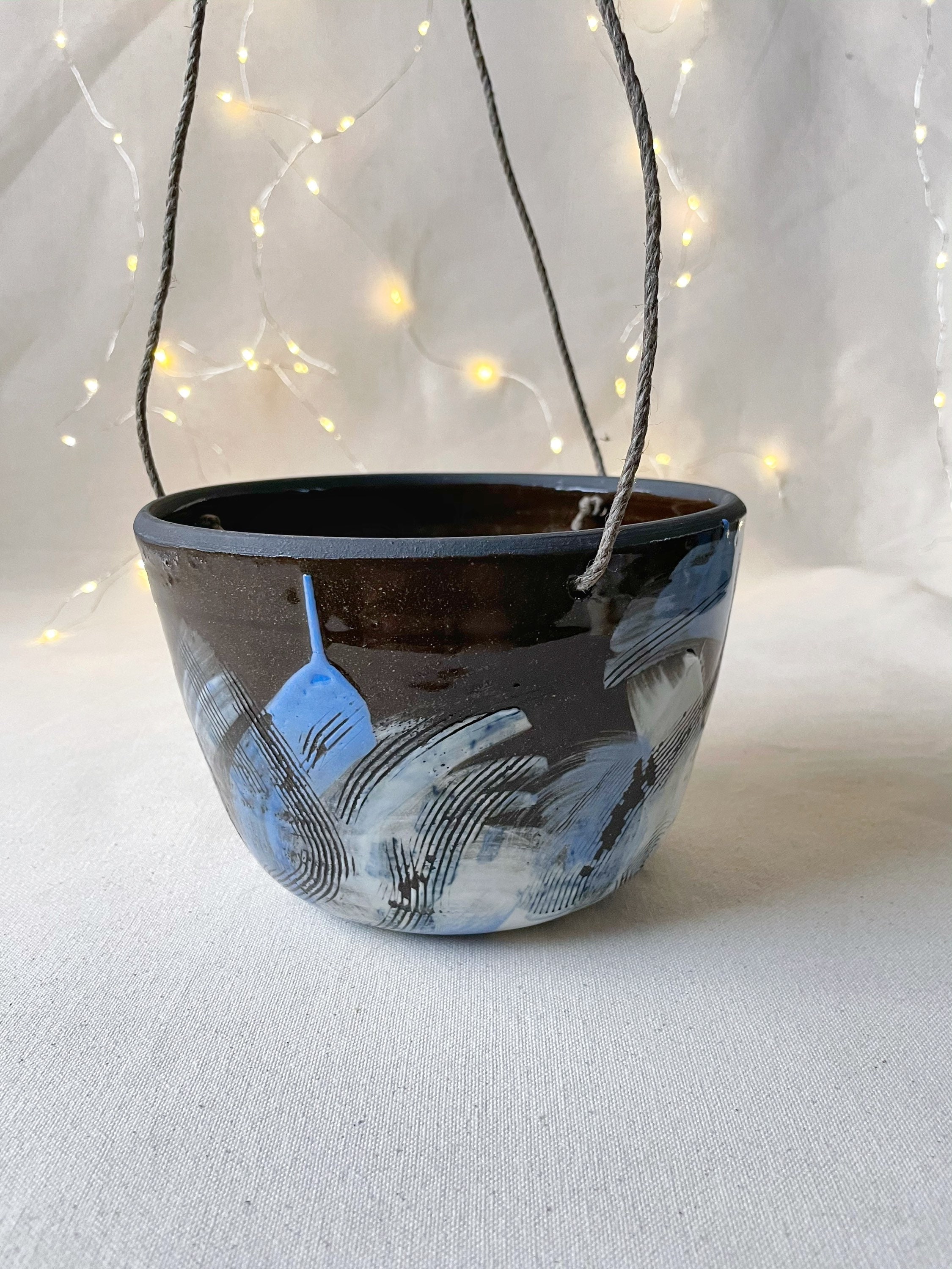 Abstract Carved Planter Hanging Planter Ceramic Planter With - Etsy