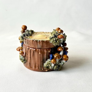 Tree Stump Box, Tree Stump With Mushrooms, Ceramic Jewerly Box, Ring ...