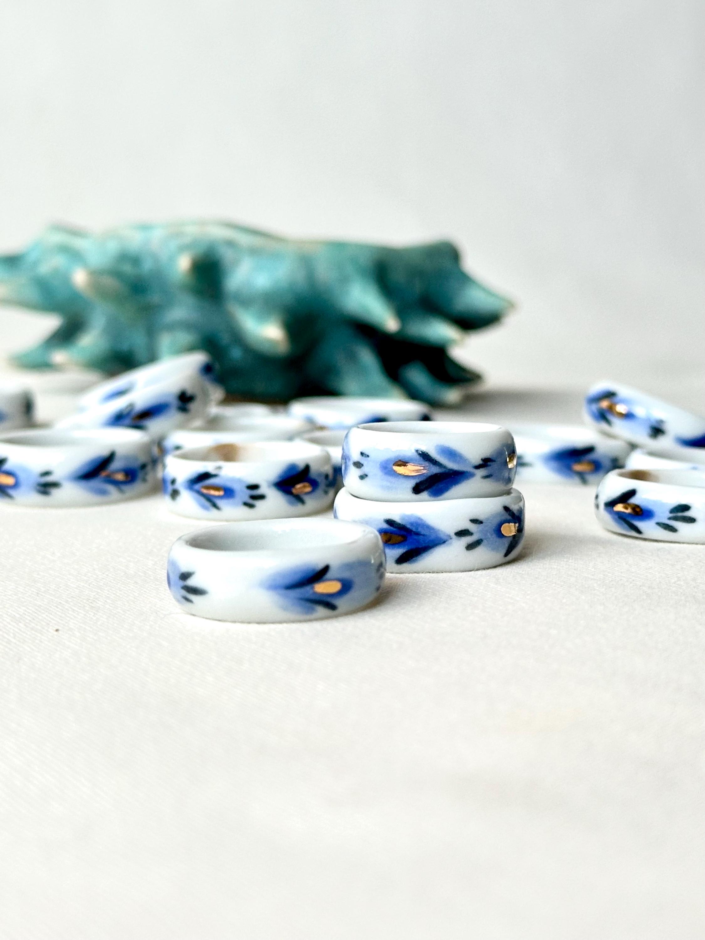 Floral Ring, Porcelain Ring, Ceramic Jewelry, Handmade Ceramic Ring ...