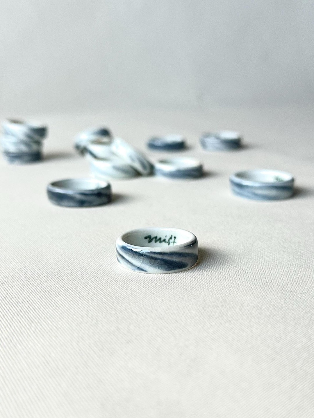 Blue Mist Ring, Porcelain Ring, Ceramic Jewelry, Handmade Ceramic Ring ...